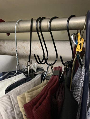 11 Pack Heavy Duty S Hooks Black Steel S Shaped Hooks for Hanging Pans Pots Plants Bags Towels Kitchen Hooks Hanger, Large 3.5 inch