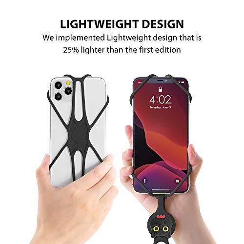 【Bone】 Lanyard Phone Tie 2 with Card Holder, Universal Phone Lanyard Neck Holder, Cell Phone Lanyard w/Card Holder for iPhone 12 11 Pro Max, Galaxy S Pixel, Fits 4 to 6.7"- Miao Cat