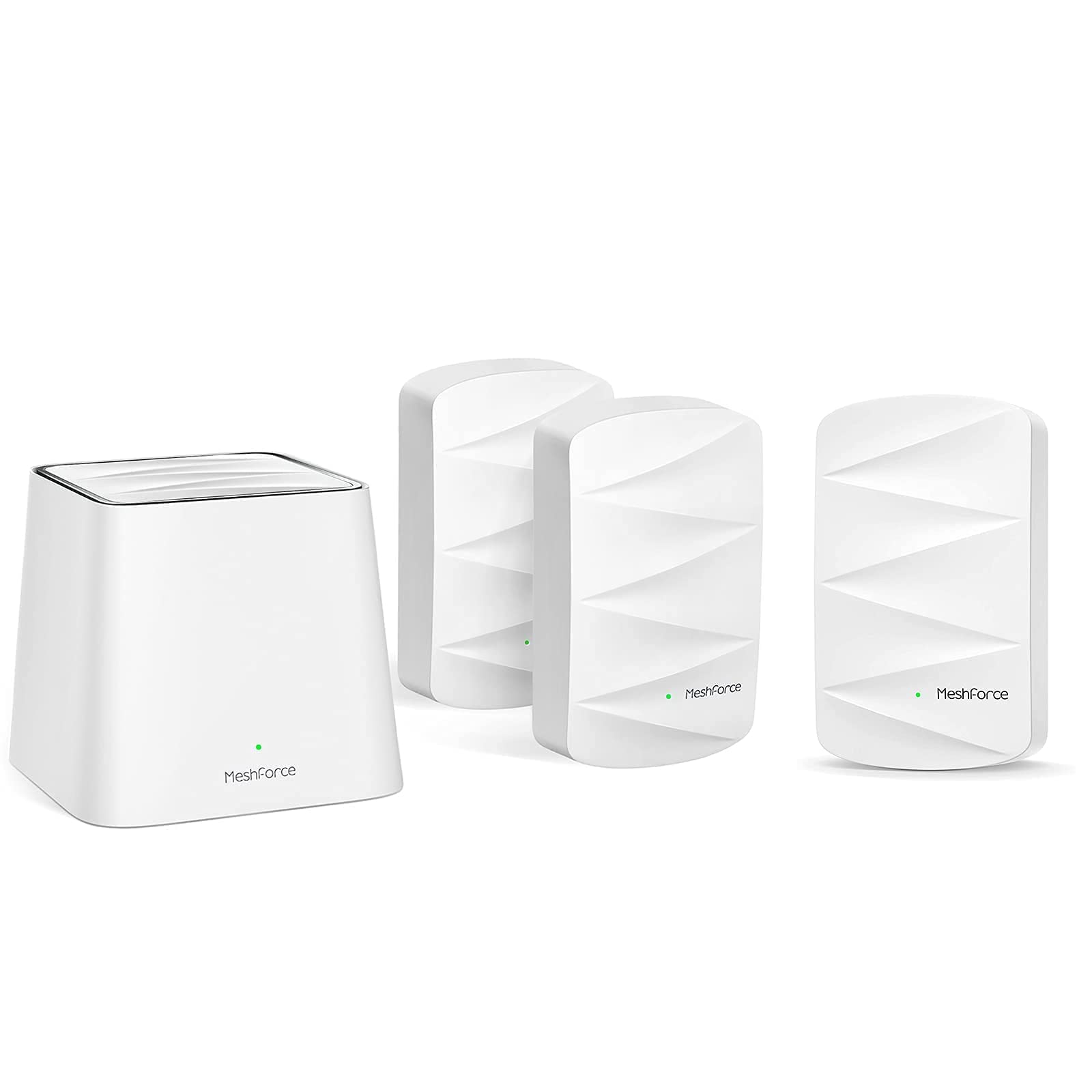 Meshforce M3 Mesh WiFi System (4 Pack), Up to 6000 sq.ft (8+ Rooms) Whole Home Coverage, WiFi Router Replacement, Parental Control, Plug-in Design (1 WiFi Point & 3 Dots)