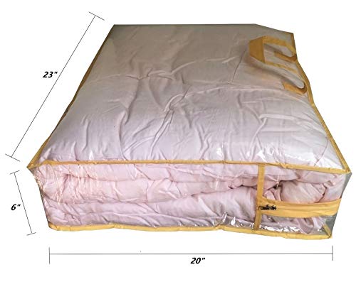 6 Pack Clear Storage Bags with Zipper and Handles, Vinyl Zippered Storage Bag for Clothes, Blanket, clothing, Quilts, Pillows, Bedding, 23x20x6 Inch