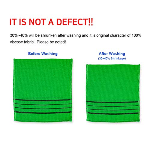 [Variety Pack] Korean Asian Exfoliating Washcloth - Scrubbing Cloth for Removing Dead Skin Callus, Cleaning Pores and Reducing Acne Breakout, Reusable (Green 4pcs + Red 4pcs)