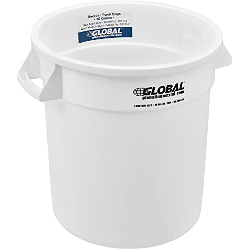 10 Gallon Plastic Trash Container, Garbage Can - White