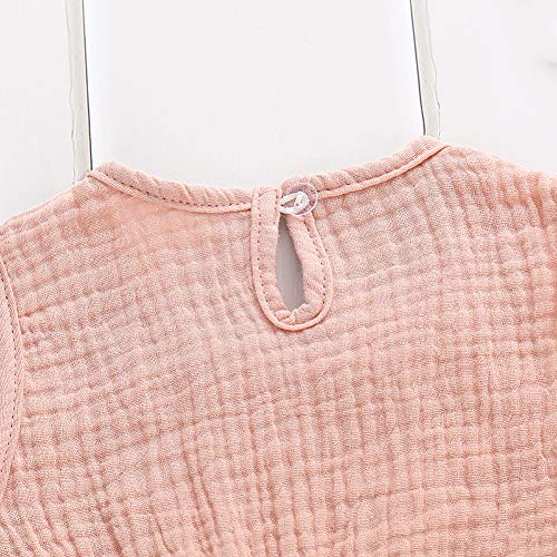 Yoawdats Newborn Baby Girl Romper Cotton Linen Bodysuits Ruffle Sleeve Summer Jumpsuit Outfits Clothes (0-6 Months, Y Pink)