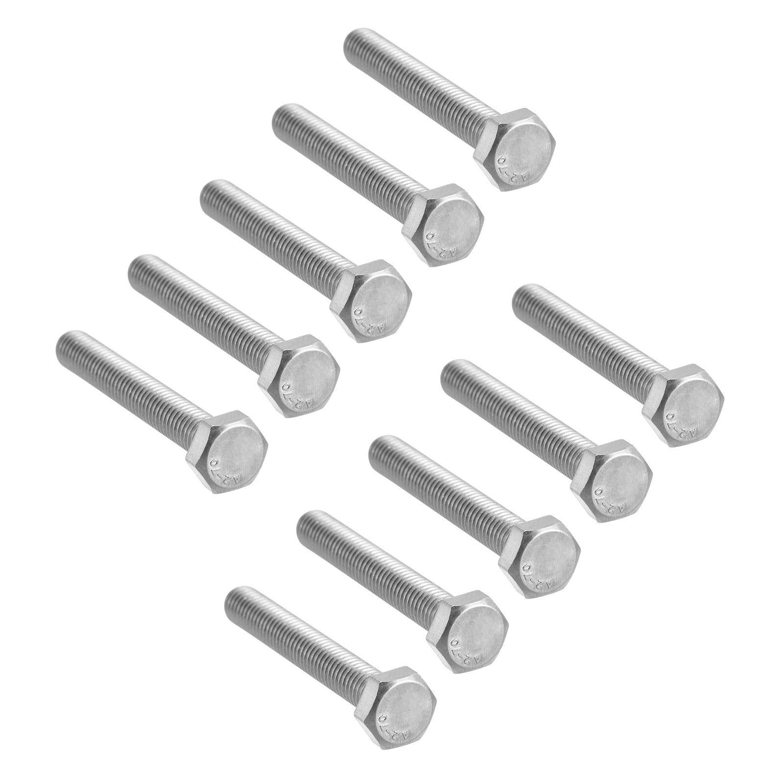 10 Pcs M8 Hex Bolt M8-1.25 x 55mm UNC Hex Head Screw Bolts A2-70(304) Stainless Steel Fully Threaded Hex Tap Bolts,Plain Finish,Fully Threaded (M8 x 55mm)