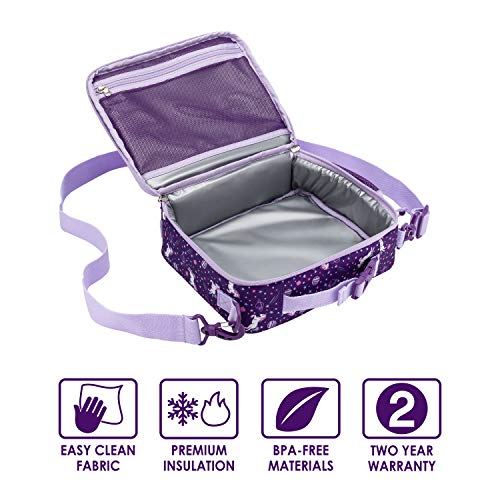 Bentgo Prints Insulated Lunch Bag Set With Kids Bento-Style Lunch Box and 4 Reusable Ice Packs (Unicorn)