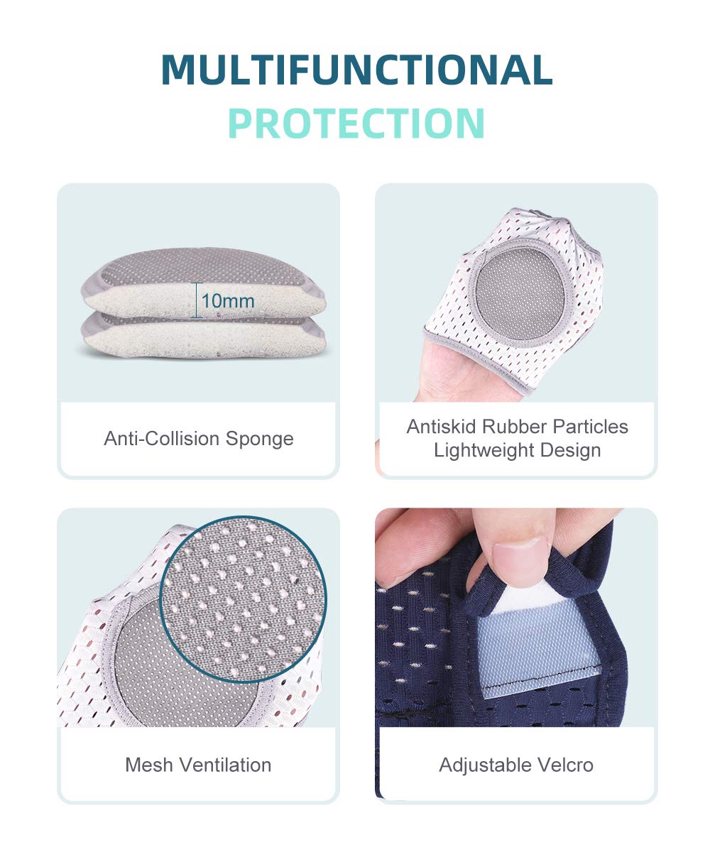 Baby Knee Pads for Crawling, Knee Pads for Baby Adjustable Protector for Toddler 2 Pairs (GRAY+BLUE)
