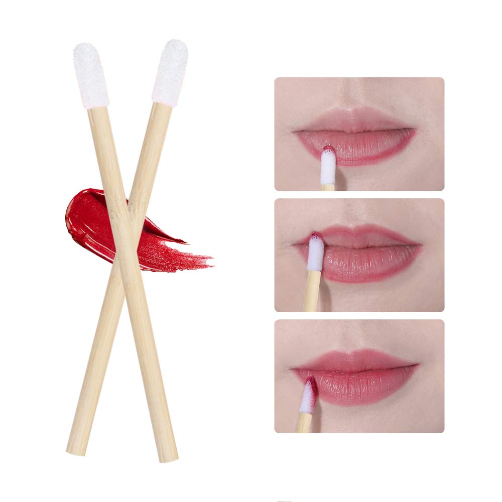 100pcs Bamboo Mascara Wand and Lip Brush,Eyelash Brush Eyebrow Extension Lipstick Tattoo Applicator Makeup Brush Tool(50pcs Mascara Wand 50pcs Lip Brush)