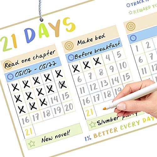 21 Days - Dry-Erase Habit Tracker to Build Good Habits and Routines - Hanging Chart
