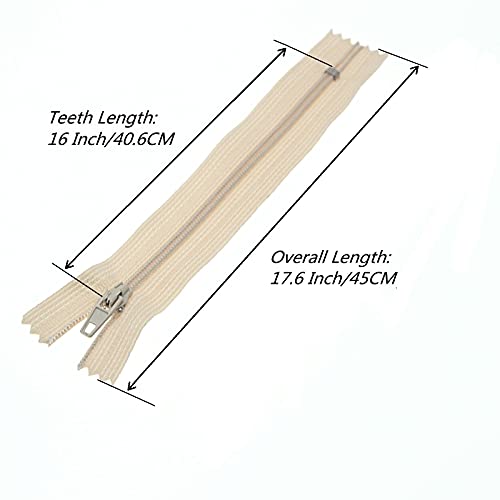 #3 Beige Nylon Coil Zipper Closed End Zippers Bulk for DIY Tailor Sewing Crafts,Bags,Purses(20 PCS/Pack,16 Inch) SHUNLI