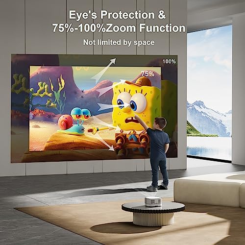 【Battery Powered】Outdoor Projector with WiFi and Bluetooth 1080P: 480 ANSI 16000L Lisowod Mini Portable Rechargeable Projector with Electric-Focus & Zoom Movie Projector for Outdoor/Home Use