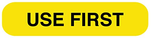 United Ad Label Medication Instruction Labels USE First, 1-5/8" x 3/8", Permanent Paper Label, Yellow, One Roll of 1000 Labels