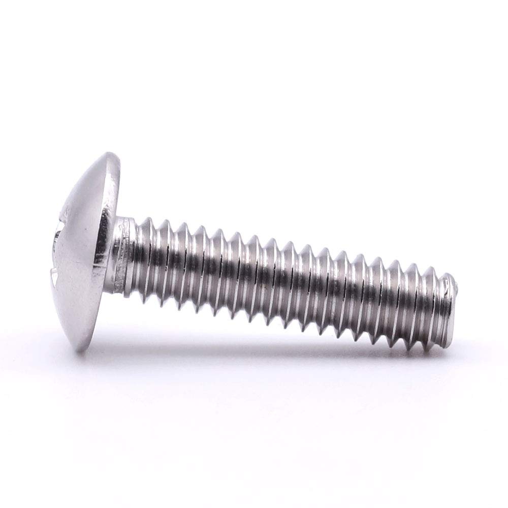 1/4-20 x 1 Truss Head Machine Screws, Phillips Drive, Fully Machine Thread, 18-8 Stainless Steel 304, Bright Finish, Pack of 50
