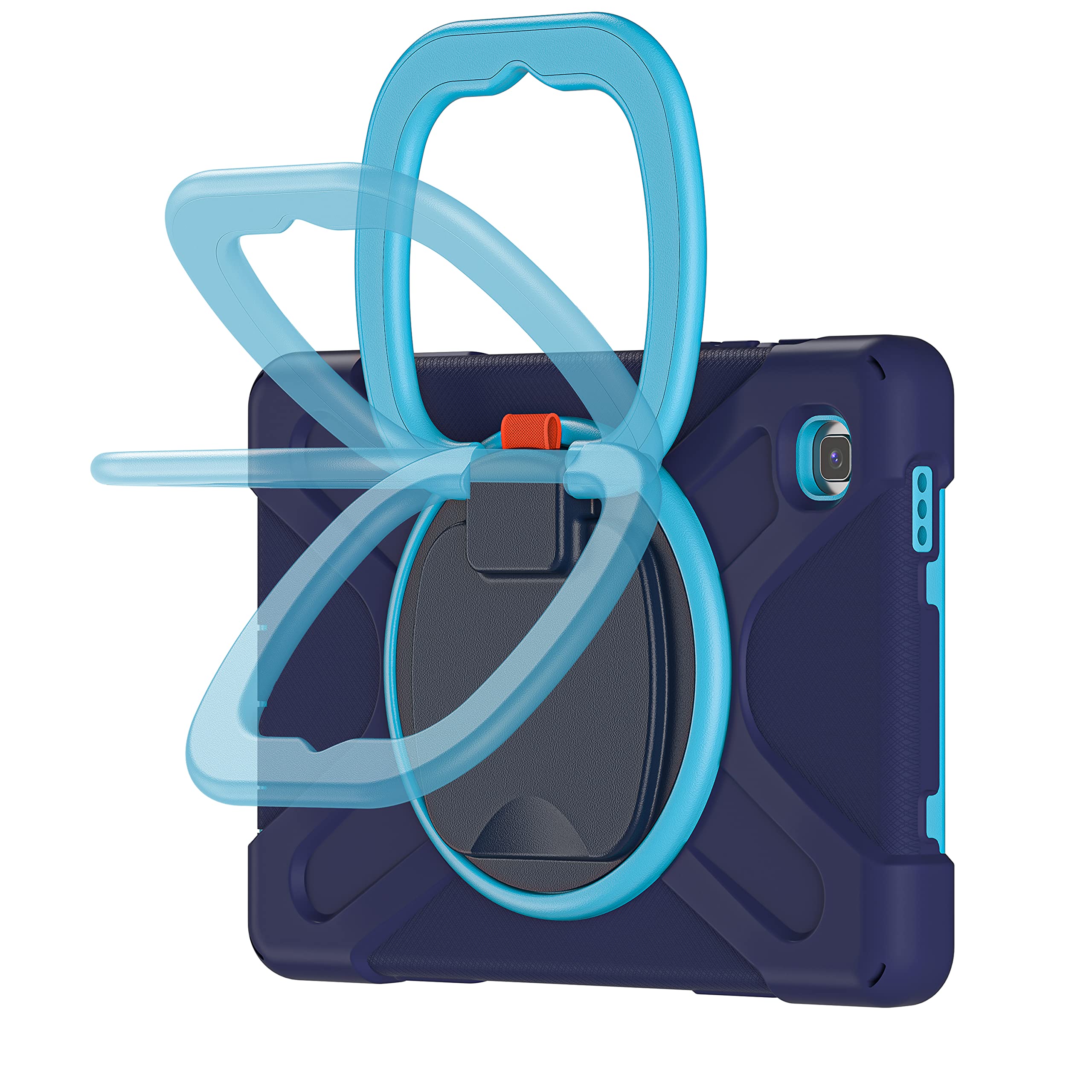 Case for Samsung Galaxy Tab A7 Lite 8.7'' with Pencil Holder - Rotating Handle Grip &Stand -Shoulder Strap, SCSVPN Rugged Protective Kids Case for Galaxy Tab A7 Lite 2021 SM-T220/T225/T227, Navy/Blue