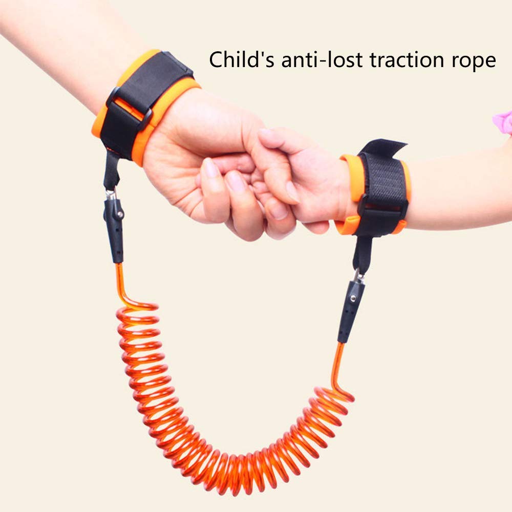 1 Pack Child Anti Lost Wrist Link,4.9ft(1.5M) Sturdy Flexible Safety Wristband Leash for Kids and Toddlers (Orange)2019