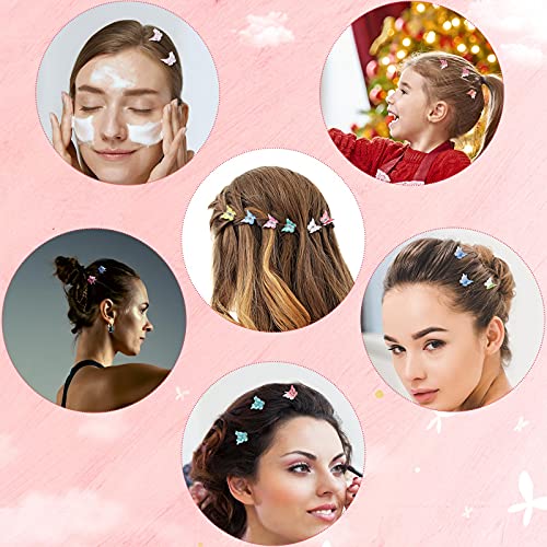 100 Butterfly Hair Accessories for Women - Mini Clips with Box, 90s Retro Style (Clear Color)