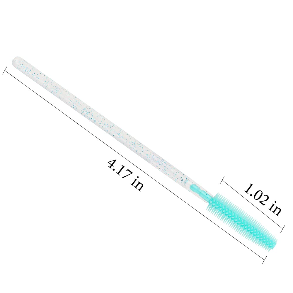 100 Pcs Silicone Mascara Wands Disposable Eyelash Brushes for Extensions Lash Applicators Makeup Tool Kit (Crystal blue/Mint Green)