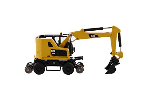 1:87 Caterpillar M323F Railroad Wheeled Excavator, Safety Yellow Color β HO Series by Diecast Masters β 85612 (Comes with 3 Interchangeable Work tools: Ballast Tamper, Rail Clamshell, and Bucket