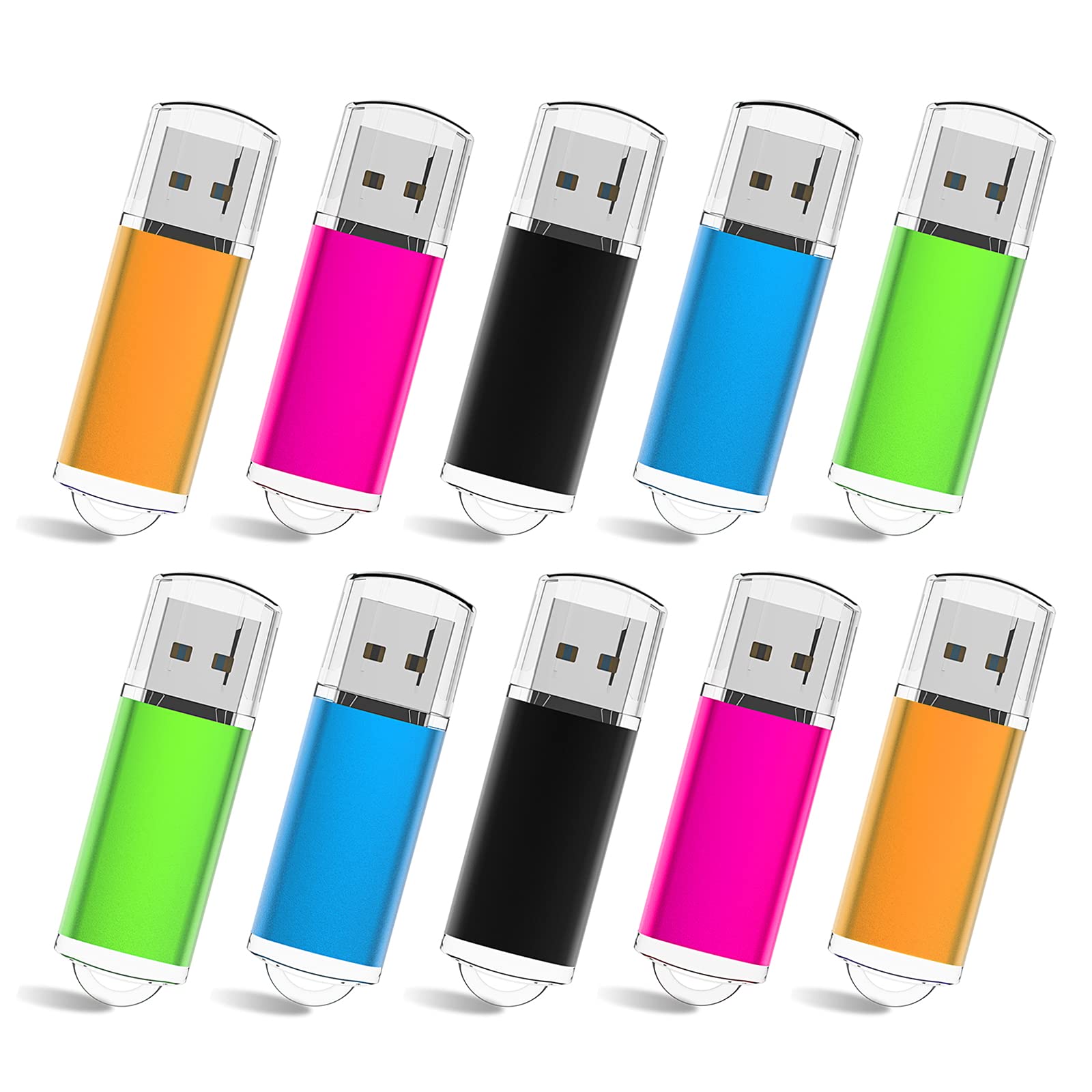 10Pcs 8GB Flash Drives, Alihelan USB 2.0 Thumb Drive Bulk Memory Stick Jump Drive Pen Drive Zip Drive for Data Storage File Sharing (10 Pack, Multicolor, 8G)