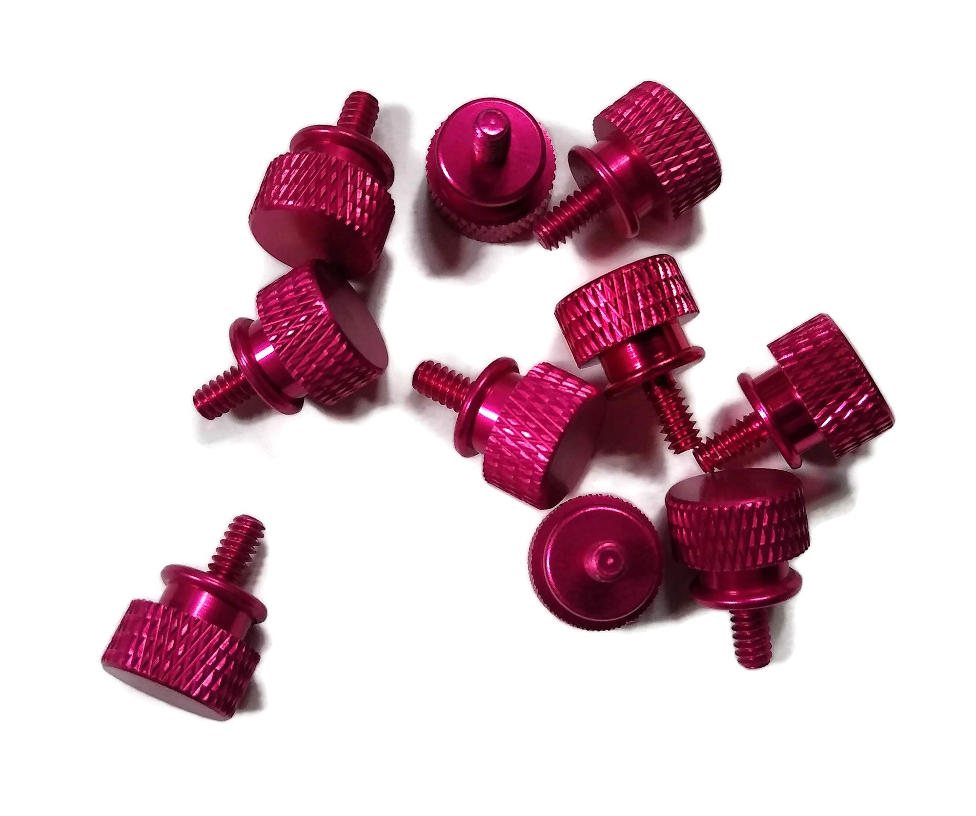 Primeonly27 10x Anodized Aluminum Computer Case Thumbscrews 6-32 Thread Computer Cover Power Supply PCI Slots Hard Drives DIY Pink