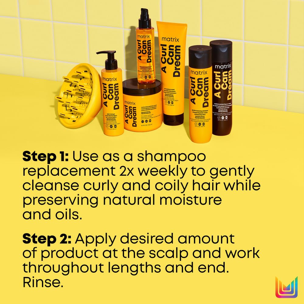 Matrix A Curl Can Dream Co-Wash (Gentle Cleansing Conditioner) For Curly and Coily Hair - Revives Curls Between Washes and Enhances Curl Definition, With Manuka Honey Extract, 10.1 Fl Oz
