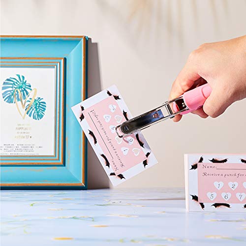 150 Pieces Heart Shaped Lash Extension Refill Filler Loyalty Punch Cards with Metal Single Handheld Hole Paper Punch Puncher for Eyelash Extensions Business Beauty Salons DIY Craft Decoration