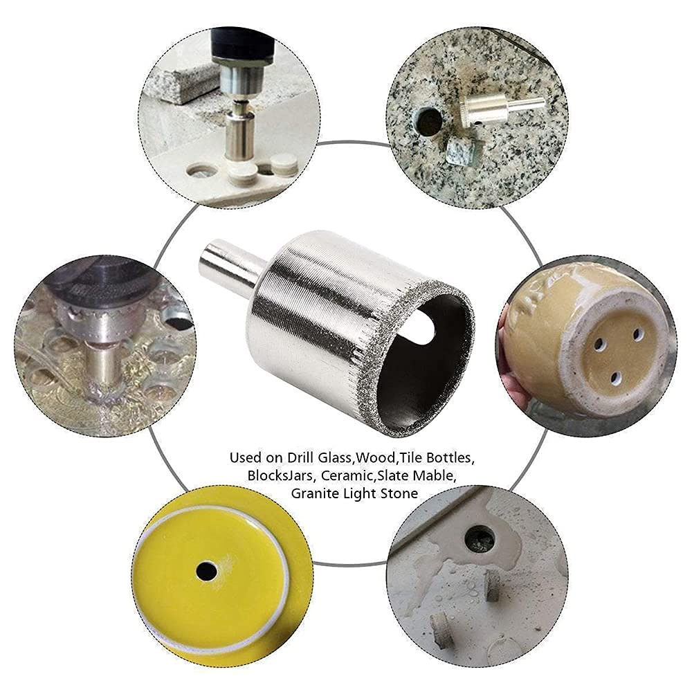 1-1/4" (32 mm) Diamond Hole Saw Bit Hollow Core Drill Bits 1/2 Inch Shank Hollow Core Hole Saws Masonry Drilling Tools for Glass Stone Ceramic Porcelain Tiles Marble Quartz Granite Bottles DIY