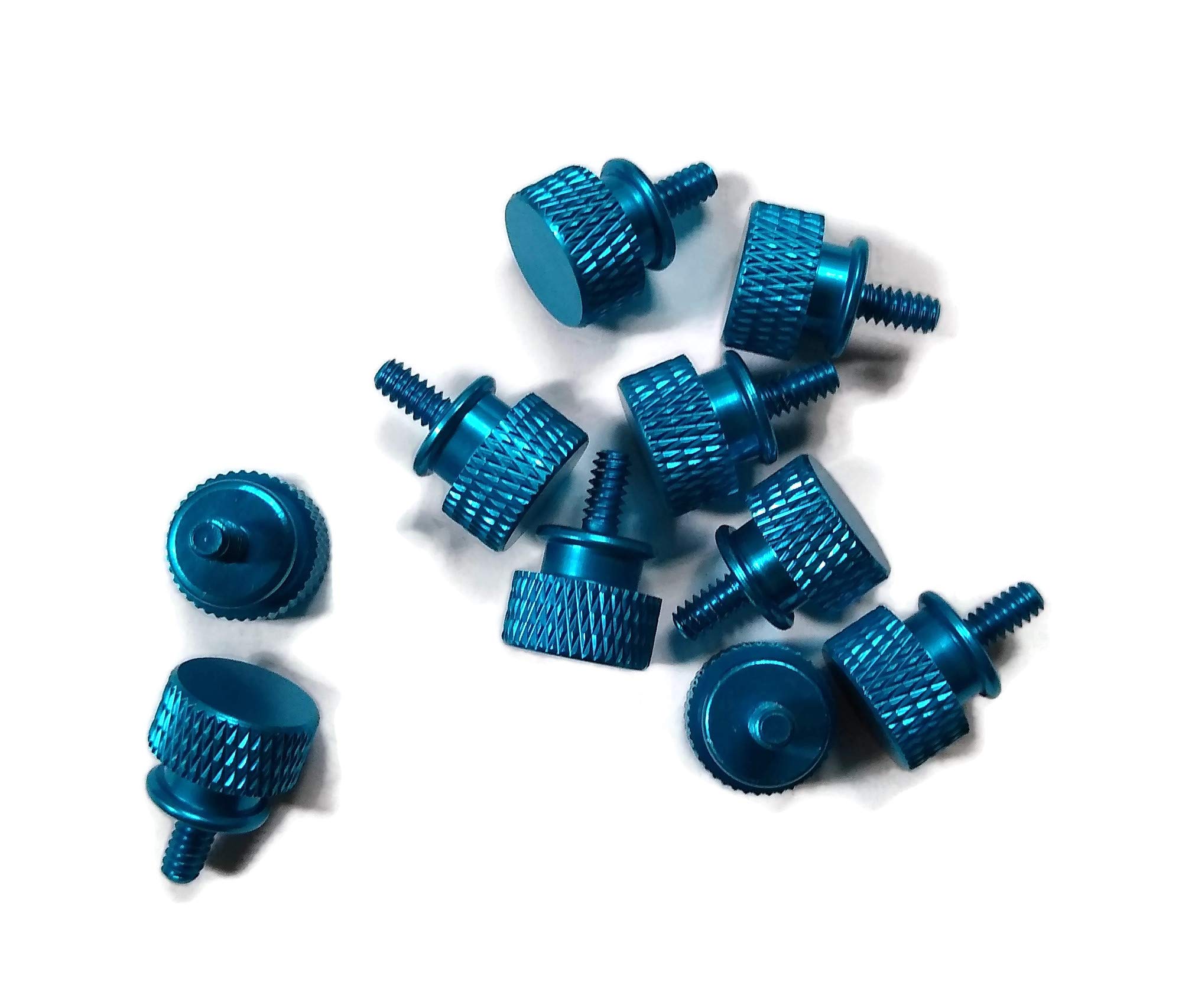 Primeonly27 10x Anodized Aluminum Computer Case Thumbscrews 6-32 Thread Computer Cover Power Supply PCI Slots Hard Drives DIY Teal Blue