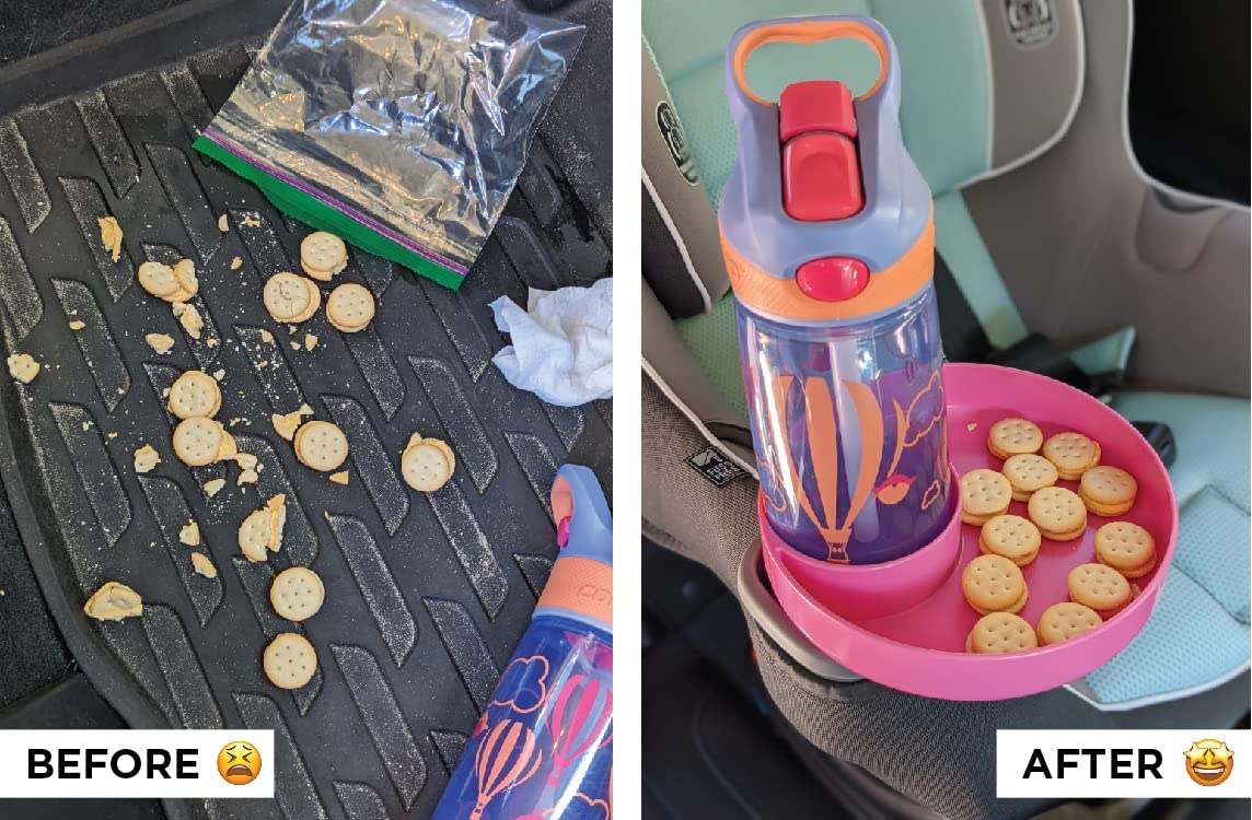 Travel Tray Round, USA Made Easily Convert Your existing Cup Holder to a Tray and Cup Holder for use in a Car Seat, Booster, Stroller, Golf Cart and Anywhere You Have a Cup Holder! - Moss Green