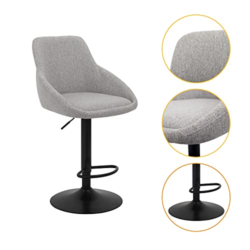 CangLong Mid Century Style Adjustable Swivel Bar Stool with Back Support Dining Chairs Set of 2,Gray