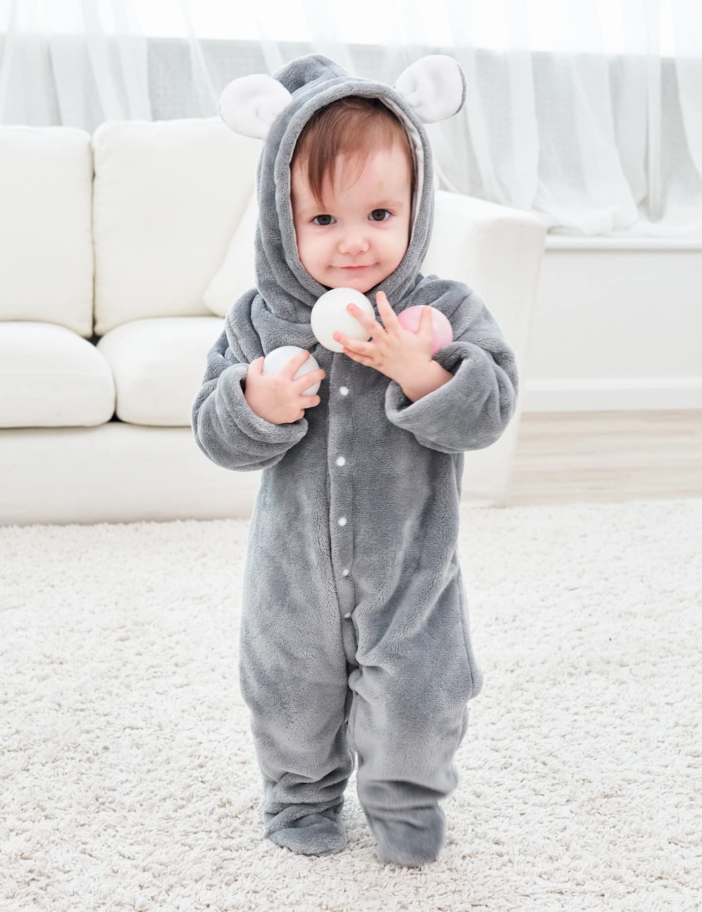 0-3 Months Snow Suit for Newborn Baby Snowsuits Rompers for Boys 1M 2M Gray Fleece Jumpsuits Hooded Romper Baby Boy