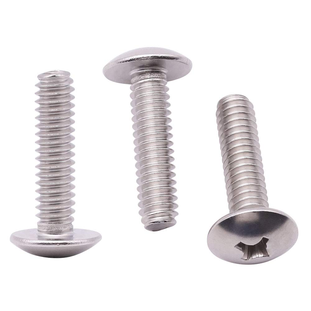 #10-24 x 3/4" (50 Pack) Phillips Truss Head Machine Screws for Cabinet Drawer Knob Pull Handle, Stainless Steel 304 (18-8), Truss Head Bolts, Phillips Drive, Bright Finish