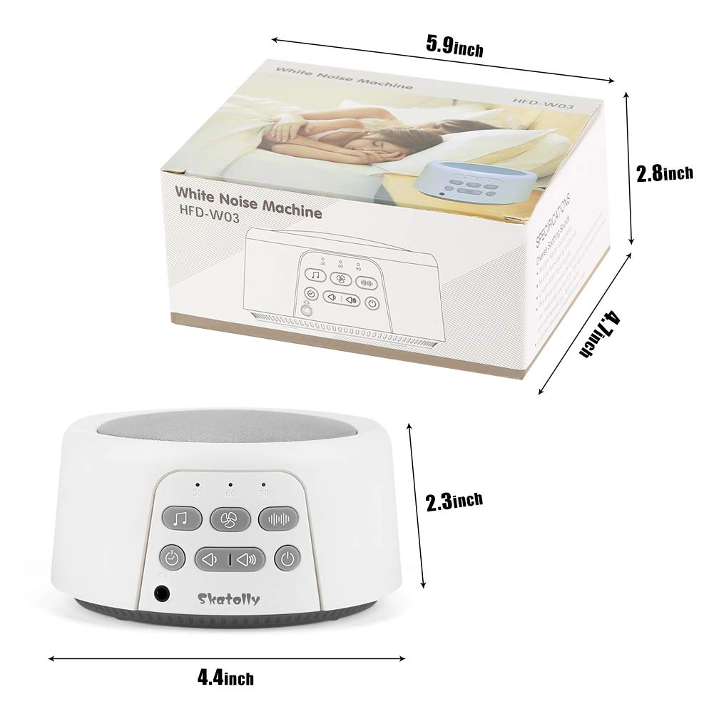 Sleep Sound Machine, White Noise Machine for Sleeping, 24 Soft White Sounds, Suitable for Kids and Adults by Skatolly