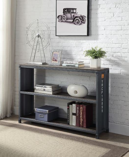 Acme Furniture Cargo Bookshelf, Weathered Oak & Gunmetal Finish