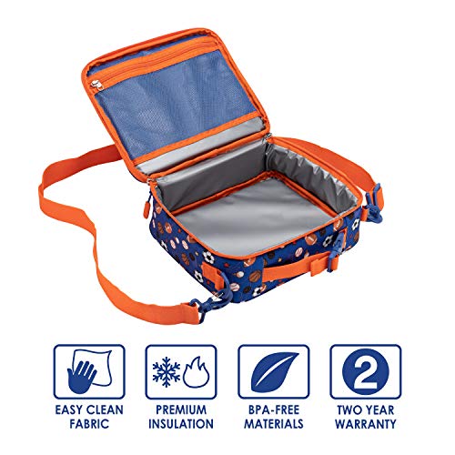 Bentgo Prints Insulated Lunch Bag Set With Kids Bento-Style Lunch Box (Sports)