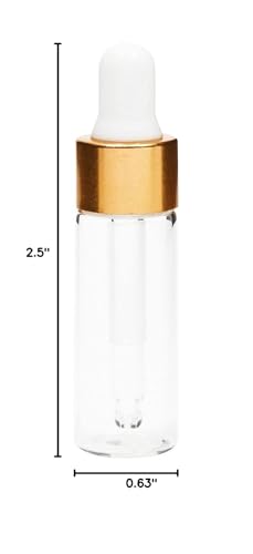 0.17 oz Clear Glass Dropper Bottles, Pipettes, Labels, Funnels (Gold, 95 Pieces)