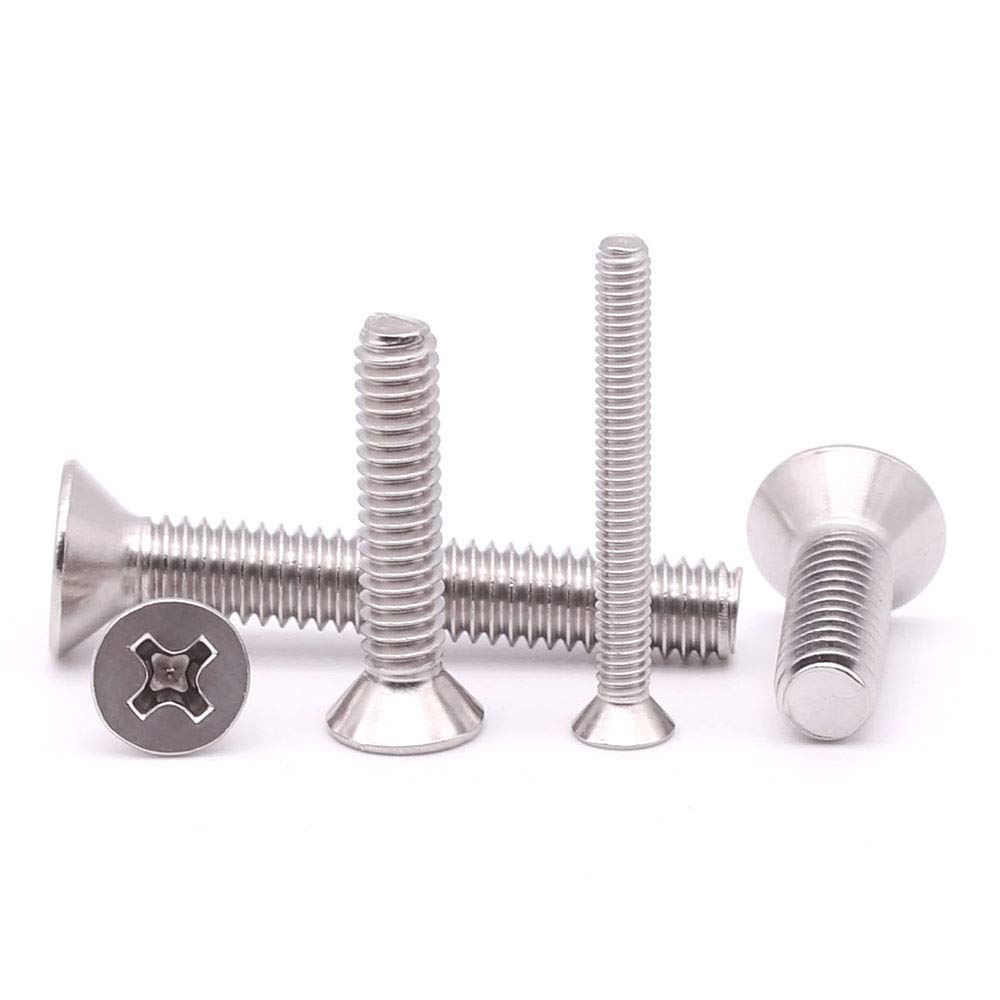 1/4-20 x 1 (30 Pack) Phillips Flat Head Machine Screws, Stainless Steel 304 (18-8), UNC Coarse Thread, Countersunk Head Machine Screws, Phillips Drive #3