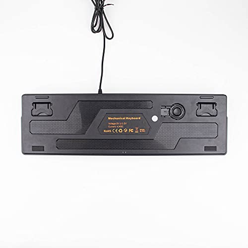 Gaming Keyboard with Customizable RGB Backlight, Tactile & Clicky Blue Switches, 104-Key Anti-Ghosting Wired Keyboard with Surround Lighting, Steel Body for PC and Laptop
