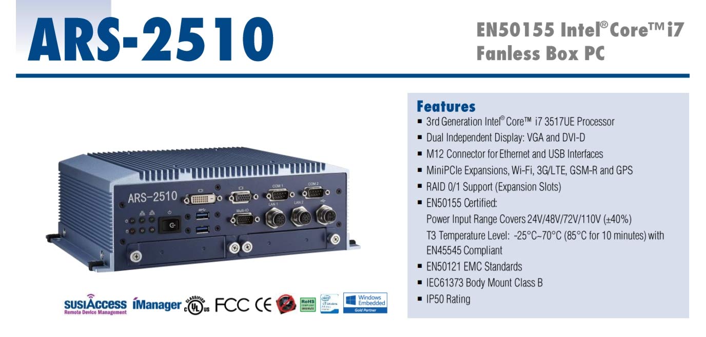 (DMC Taiwan) EN50155 Intel Core i7 Fanless Box PC