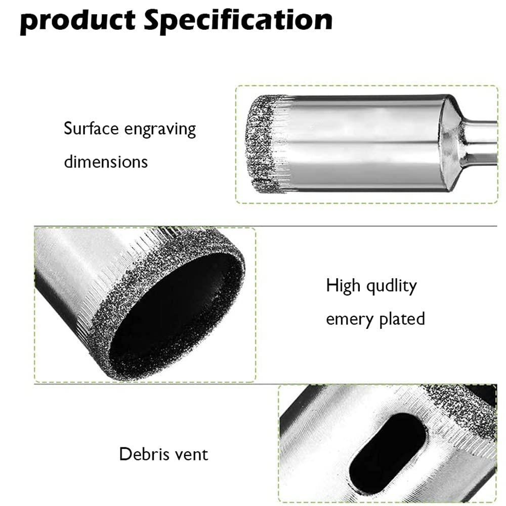 1-1/4" (32 mm) Diamond Hole Saw Bit Hollow Core Drill Bits 1/2 Inch Shank Hollow Core Hole Saws Masonry Drilling Tools for Glass Stone Ceramic Porcelain Tiles Marble Quartz Granite Bottles DIY
