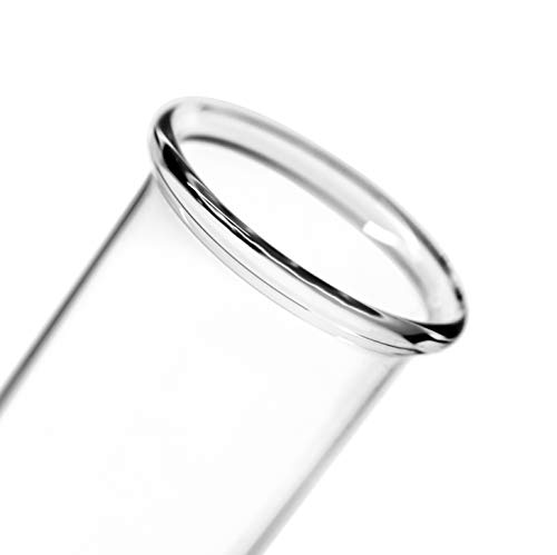 24PK Test Tubes, 50ml - White Printed Specifications - Borosilicate 3.3 Glass - 1.2mm Thick Walls, Beaded Rim - Superior Heat & Chemical Durability - 5.9" Tall, 1" Diameter - Eisco Labs