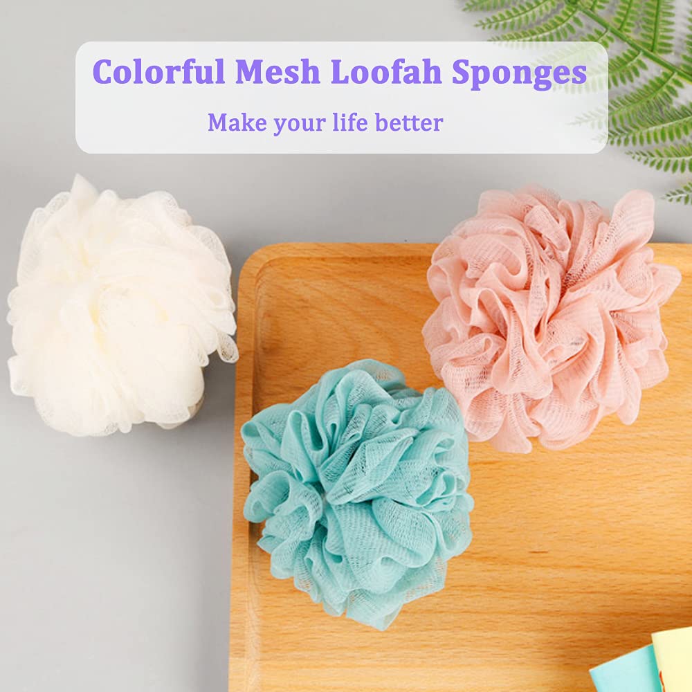 10 Pack Loofah Bath Sponge,Small Size Colorful Loofahs,Soft Exfoliating Shower Lufa,Mesh Bath and Shower Sponge for Kids and Adults