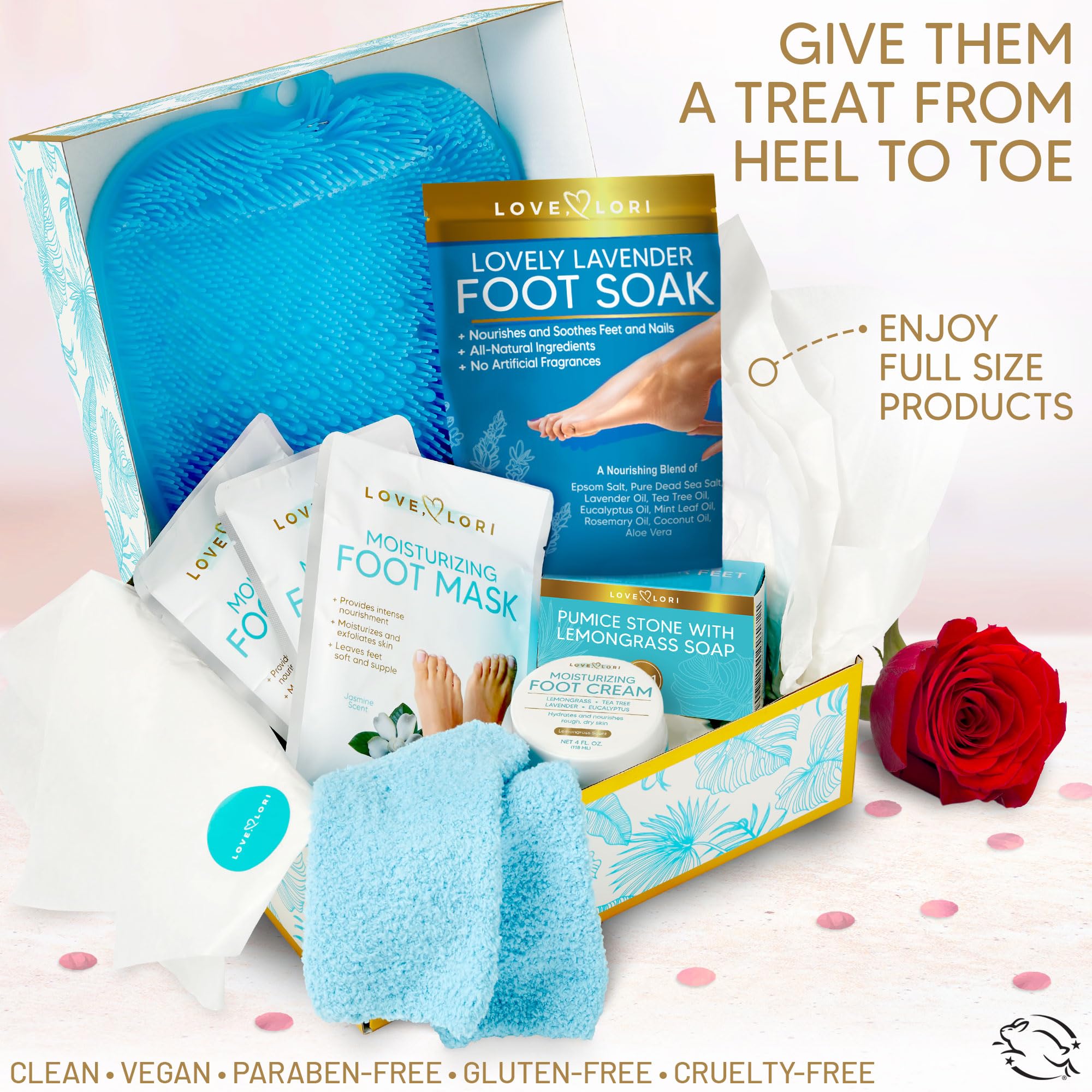 LOVE, LORI Foot Care Kit - 8-Piece Relaxing Spa Set for Women, Moisturizing & Hydrating, Natural Ingredients