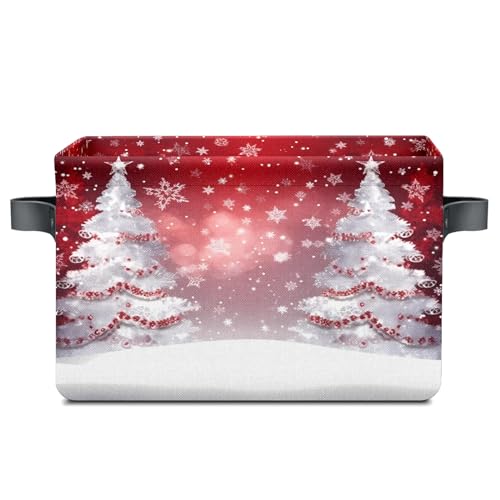 Christmas Foldable Storage Basket Waterproof Snowman Christmas Tree Snowflake Truck 10x14x8in (26x35x21cm)