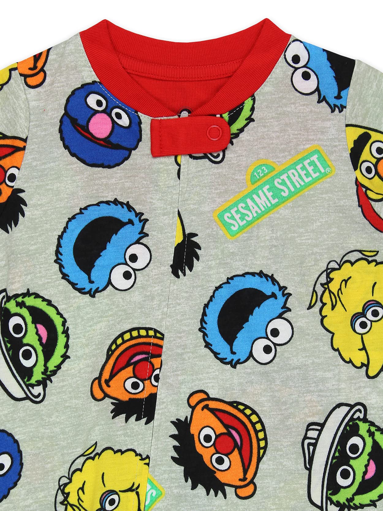 Sesame Street Elmo Cookie Monster Infant Toddler Footless Sleeper Pajamas (2T, Gray)