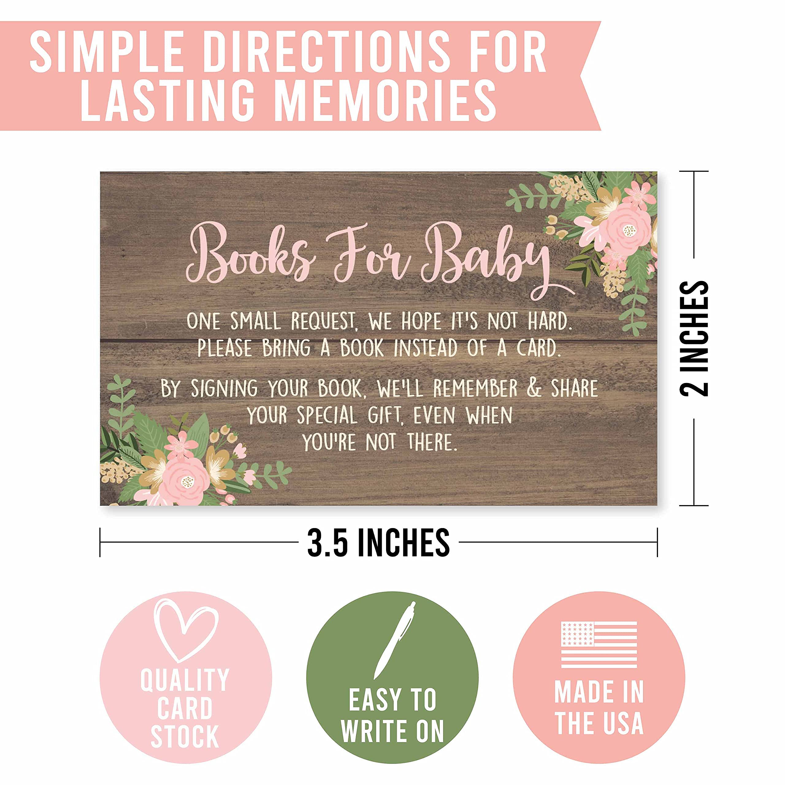 Hadley Designs 25 Oh Deer Invitations, 25 Books Request Cards, Sprinkle Invite for Girl, Bring A Book Instead Of A Card, Invitation Inserts for Baby Shower Guest Book
