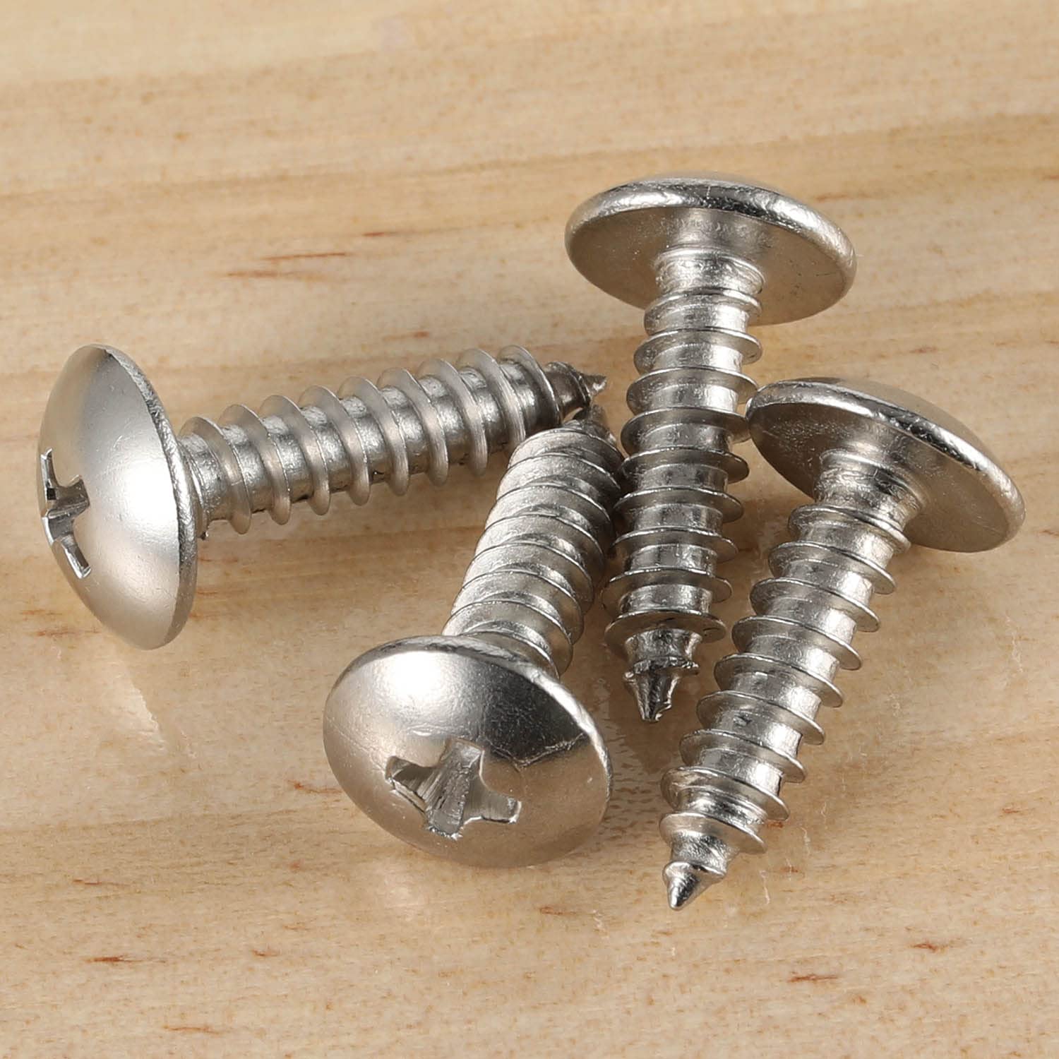#10 x 1 Truss Head Sheet Metal Screws Wood Screws, 304 Stainless Steel 18-8, Self Tapping, 100 PCS