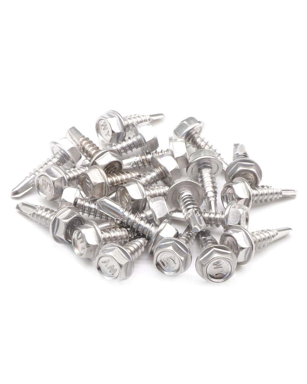 #10 x 3/4" Stainless Hex Washer Head Self Drilling Screws (50pcs) Stainless Steel 410 Fully Threaded Sheet Metal Flanged Hex Screw | by IMSCREWS