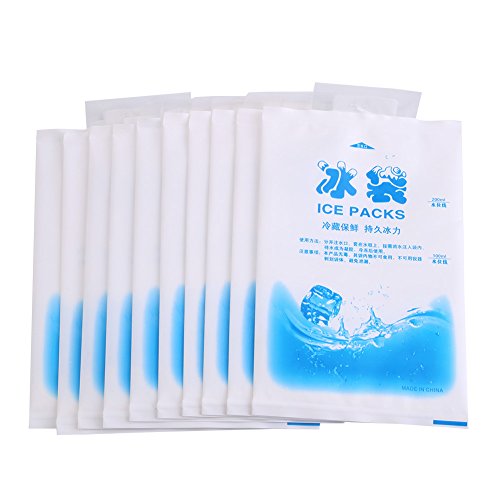 10pcs Food Ice Pack Leakproof Gel Pack Refrigerant Freezer Cold Pack Cooling Bags for Lunch Box(200ml)