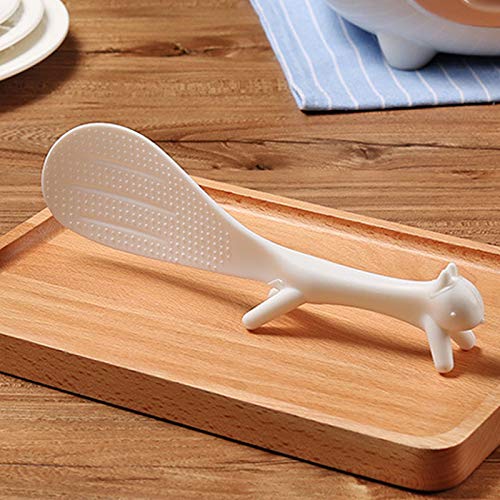 3 Piece Non-stick Rice Spoon Fashion Rice Cooker Dishes Filled Scoop Shovel Creative Household Kitchen Tools,Lovely Squirrel Shape Standing Spoon (Gray,White,Orange)