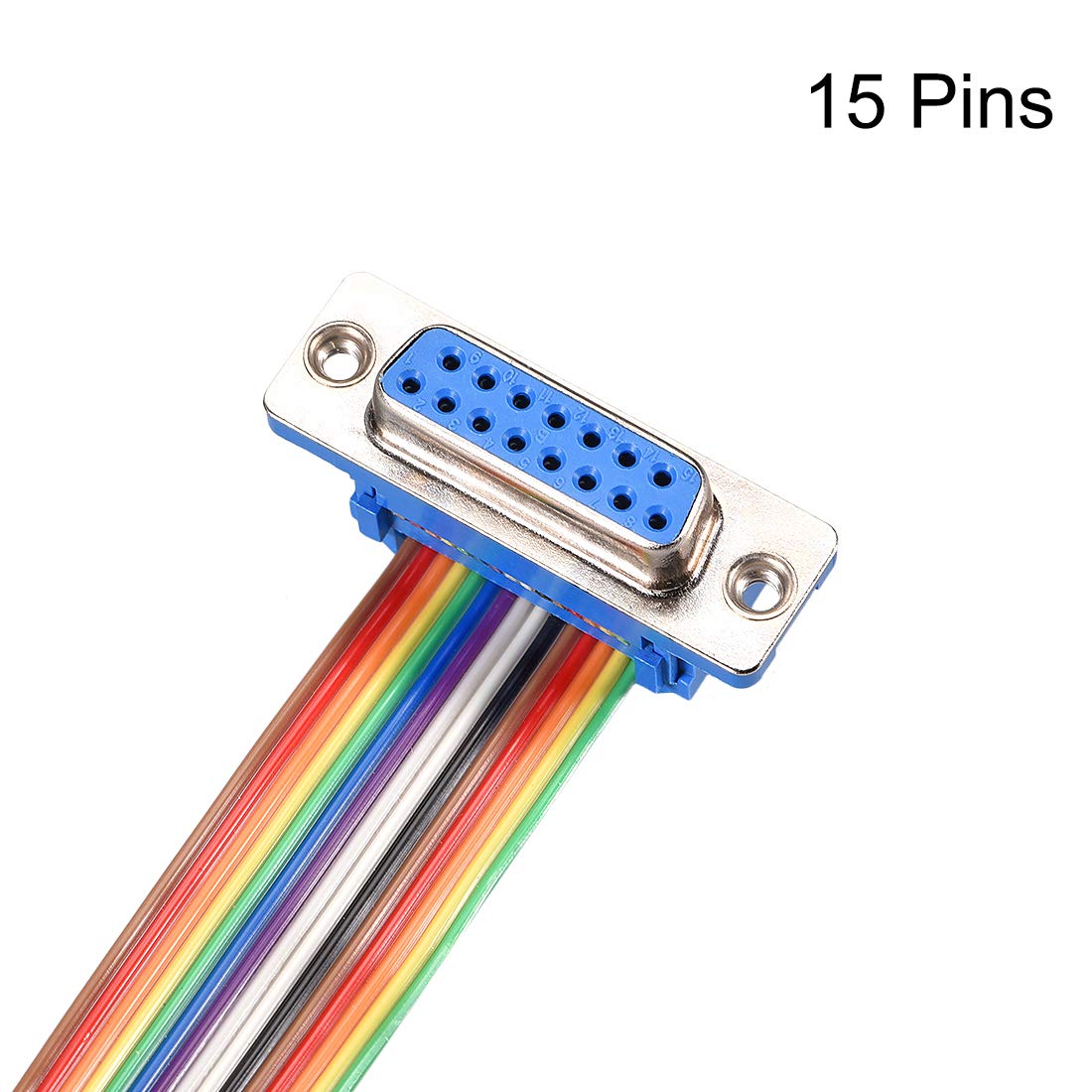 uxcell IDC Rainbow Wire Flat Ribbon Cable DB15 Female to DB15 Female Connector 2.54mm Pitch 11.8inch Length